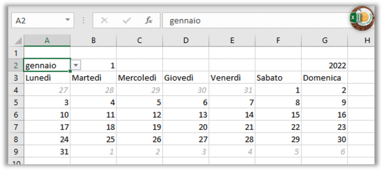 Come creare un CALENDARIO con Excel - Excel Espresso